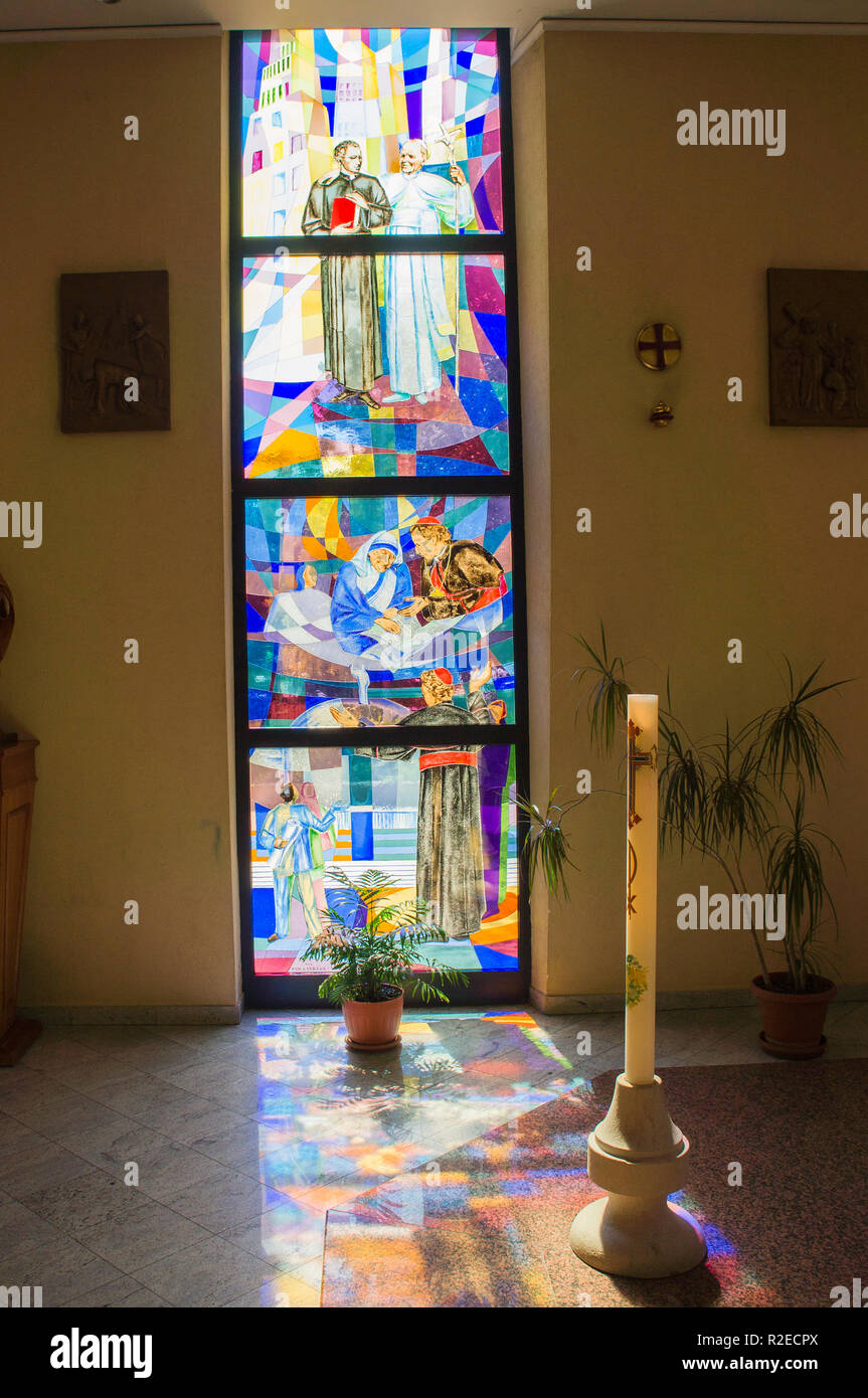 The stained glass window featuring Pope John Paul II and Mother Teresa ...