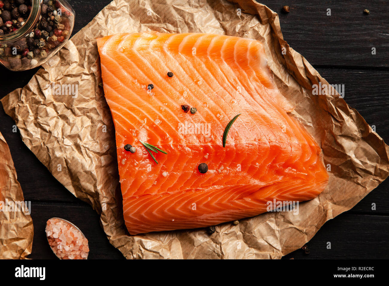 Salmon fish fillet Stock Photo - Alamy