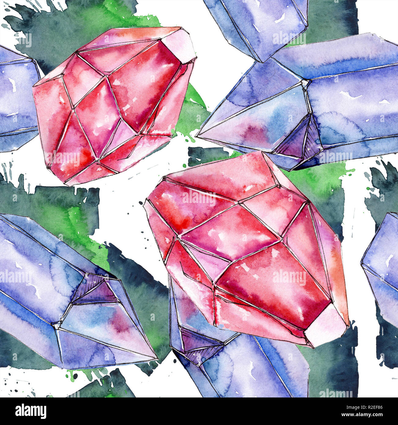 Red and blue crystal mineral. Seamless background for print texture ...