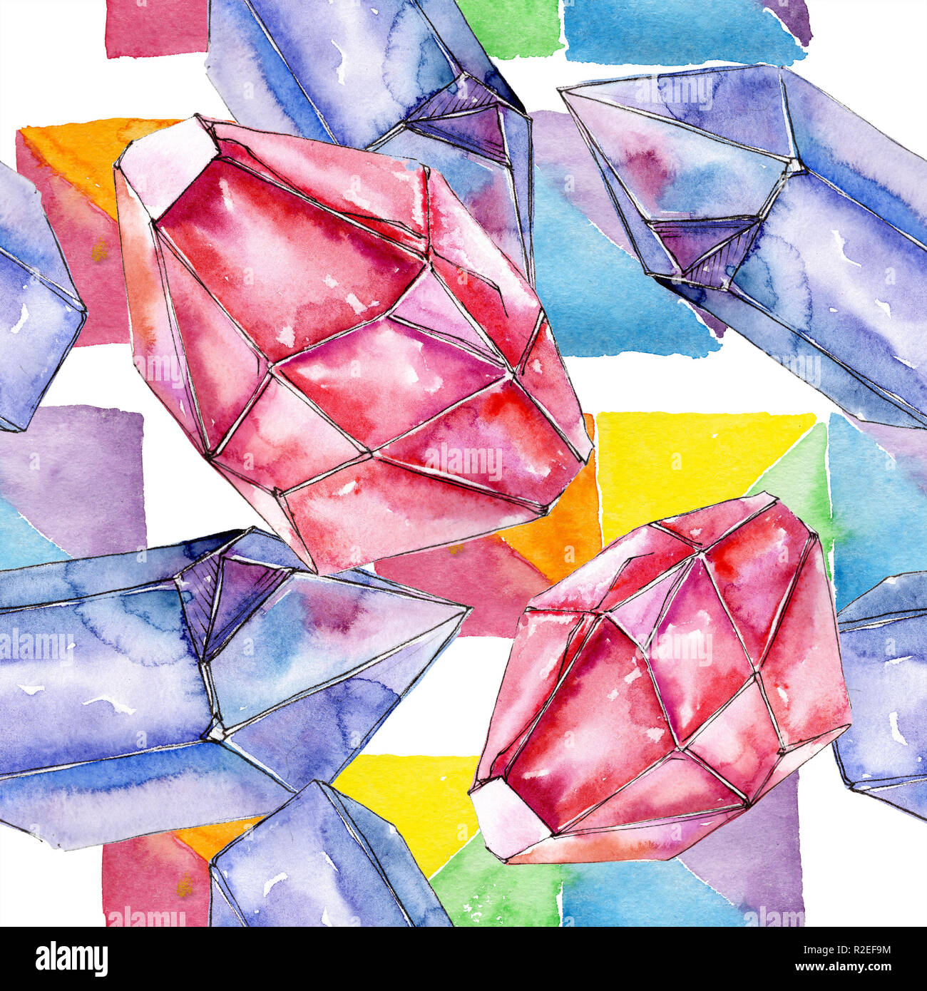 Red and blue crystal mineral. Seamless background for print texture ...