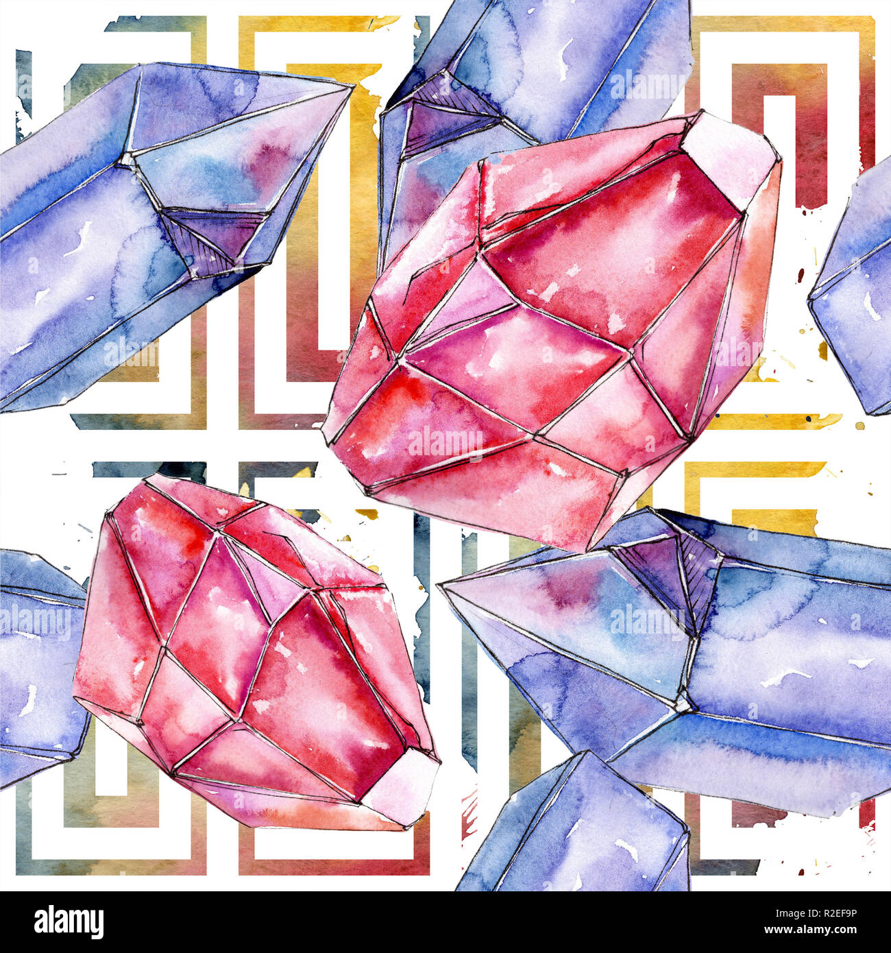 Red and blue crystal mineral. Seamless background for print texture ...