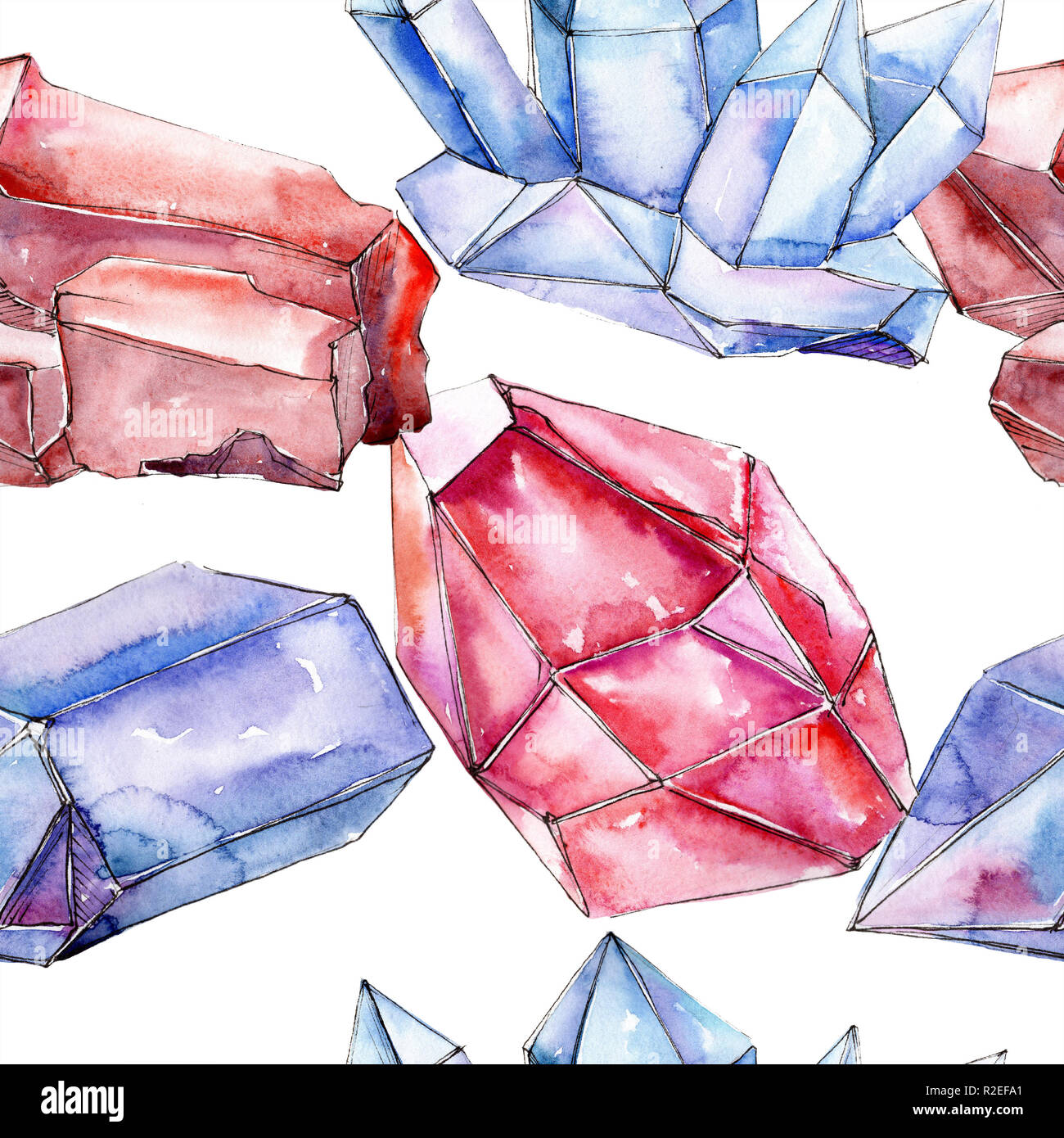 Red and blue crystal mineral. Seamless background for print texture ...