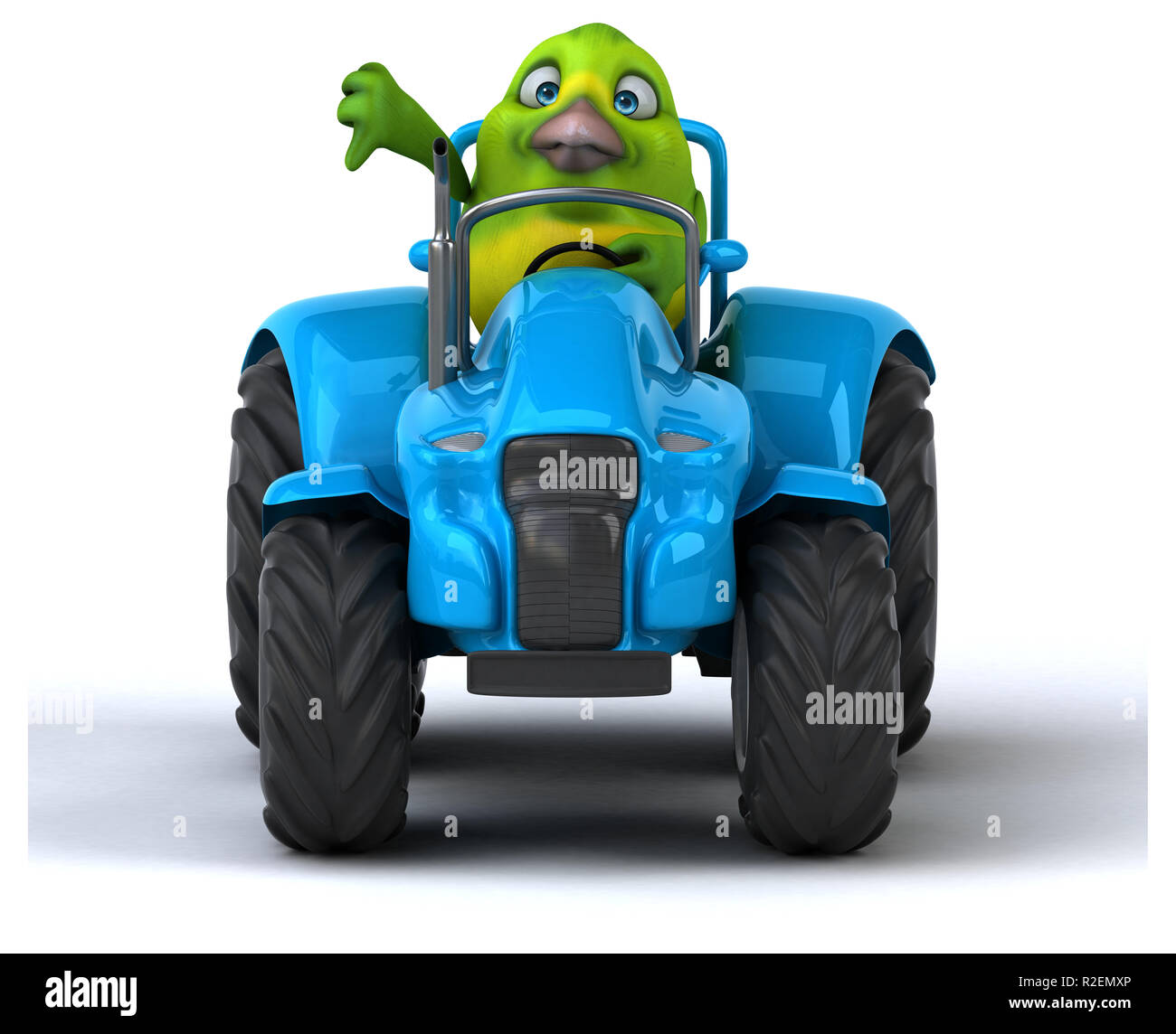 Fun green bird - 3D Illustration Stock Photo - Alamy