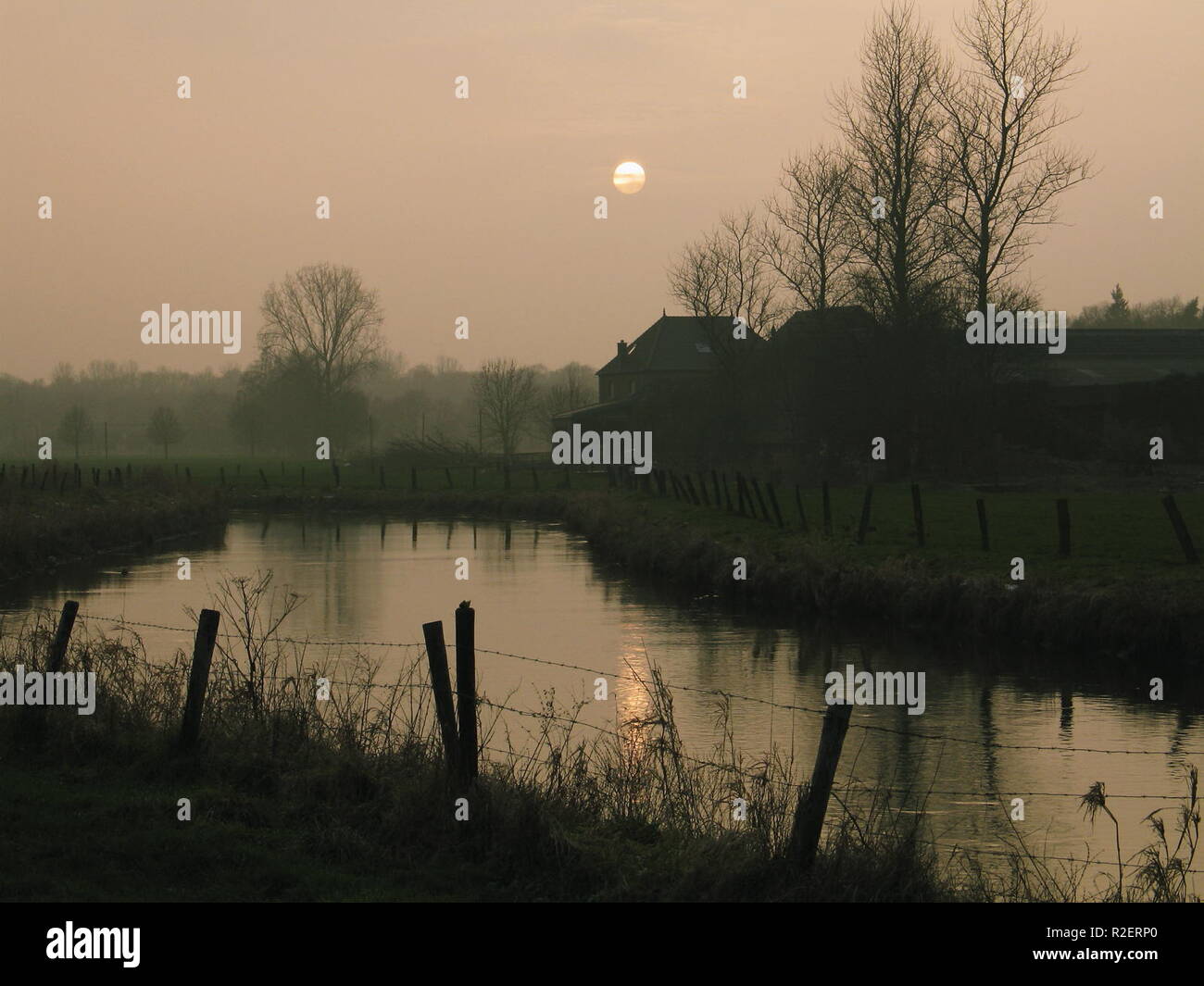 end of january in the lower rhine - color Stock Photo - Alamy