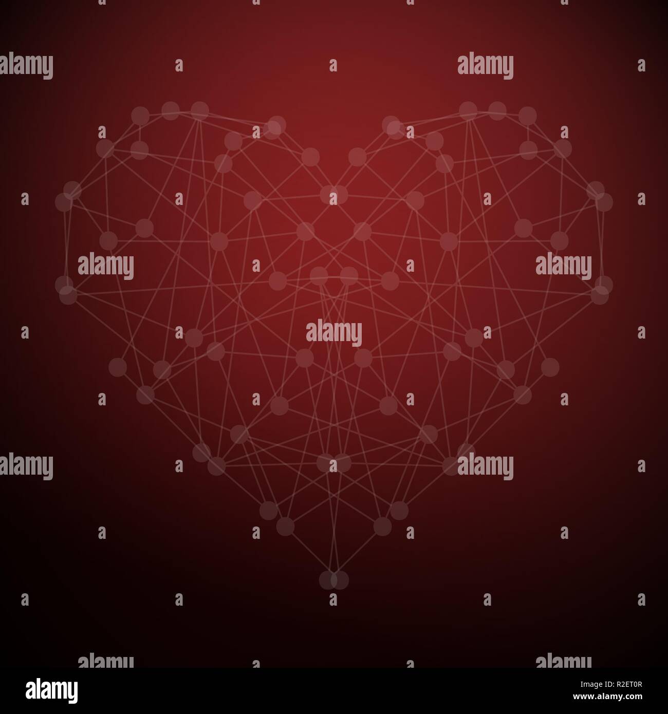 The geometric shape of the heart. Valentines day. Lines and points. Red ...