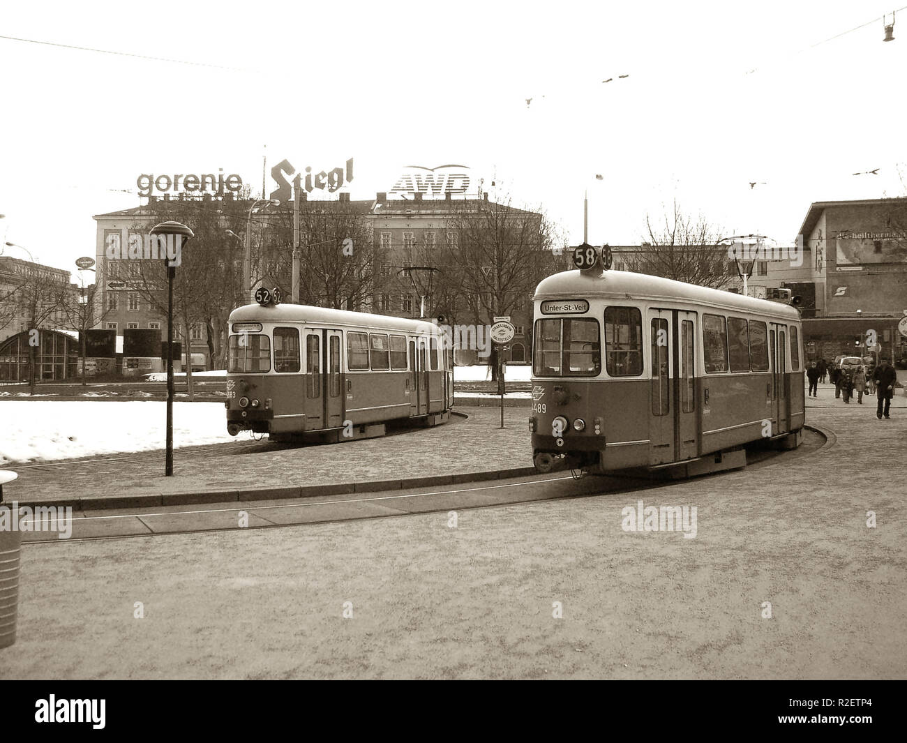 trams train station wien westbahnhof Stock Photo - Alamy