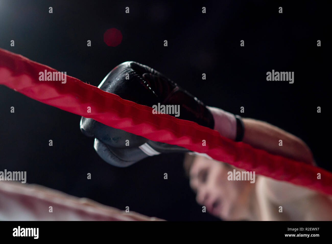 boxer's hand on the ring rope Stock Photo - Alamy