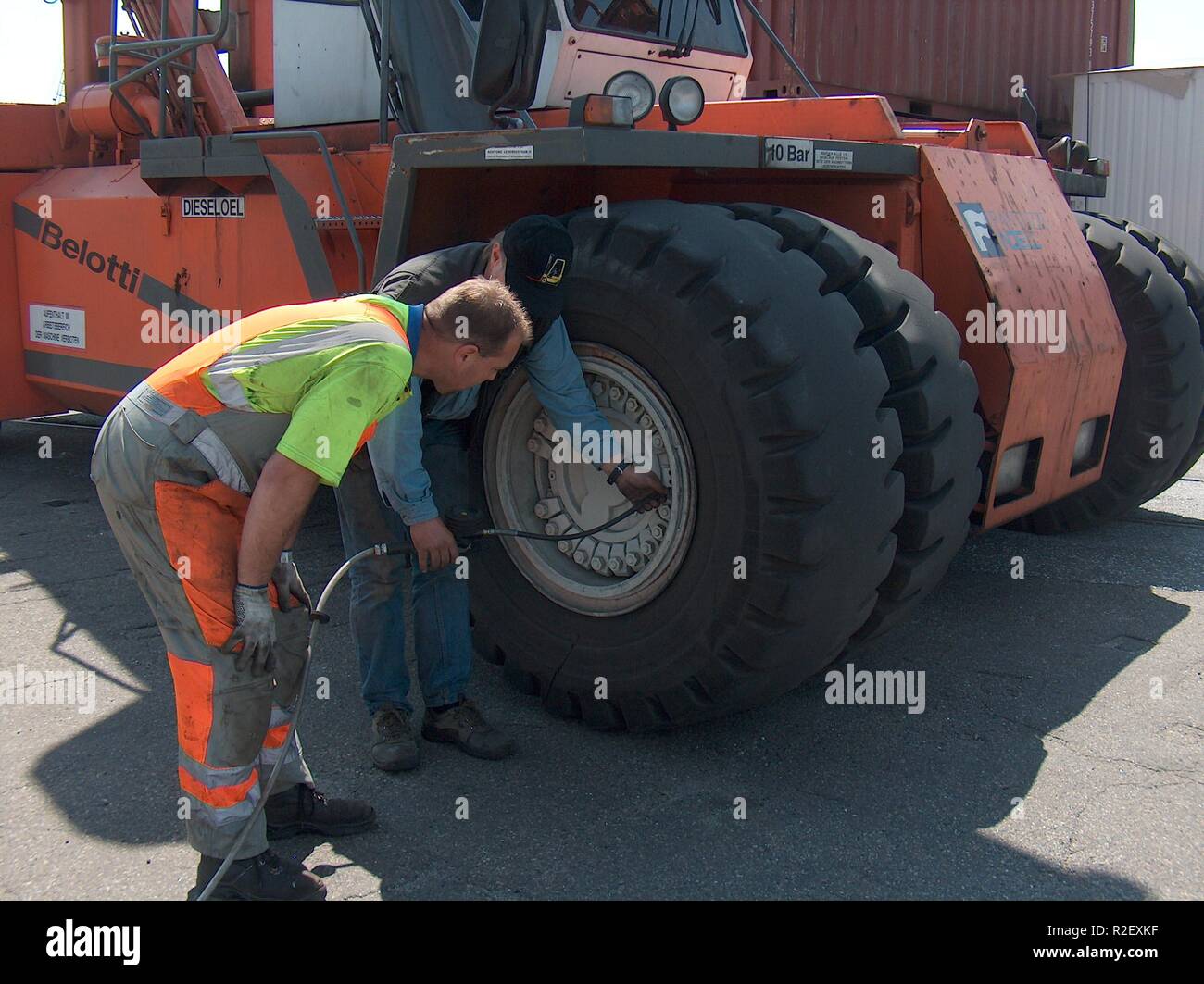 air pressure test on container handler Stock Photo - Alamy