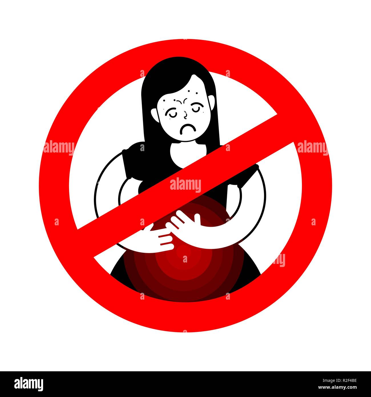 Stop PMS. Ban Menstrual pain girl. Red prohibition road sign Woman ...