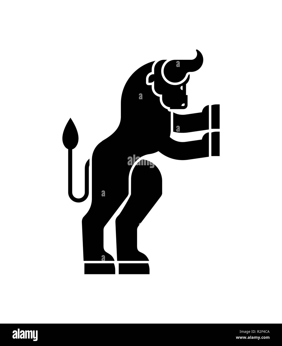 Minotaur Heraldic animal Silhouette. Man with bull head. Fantastic ...