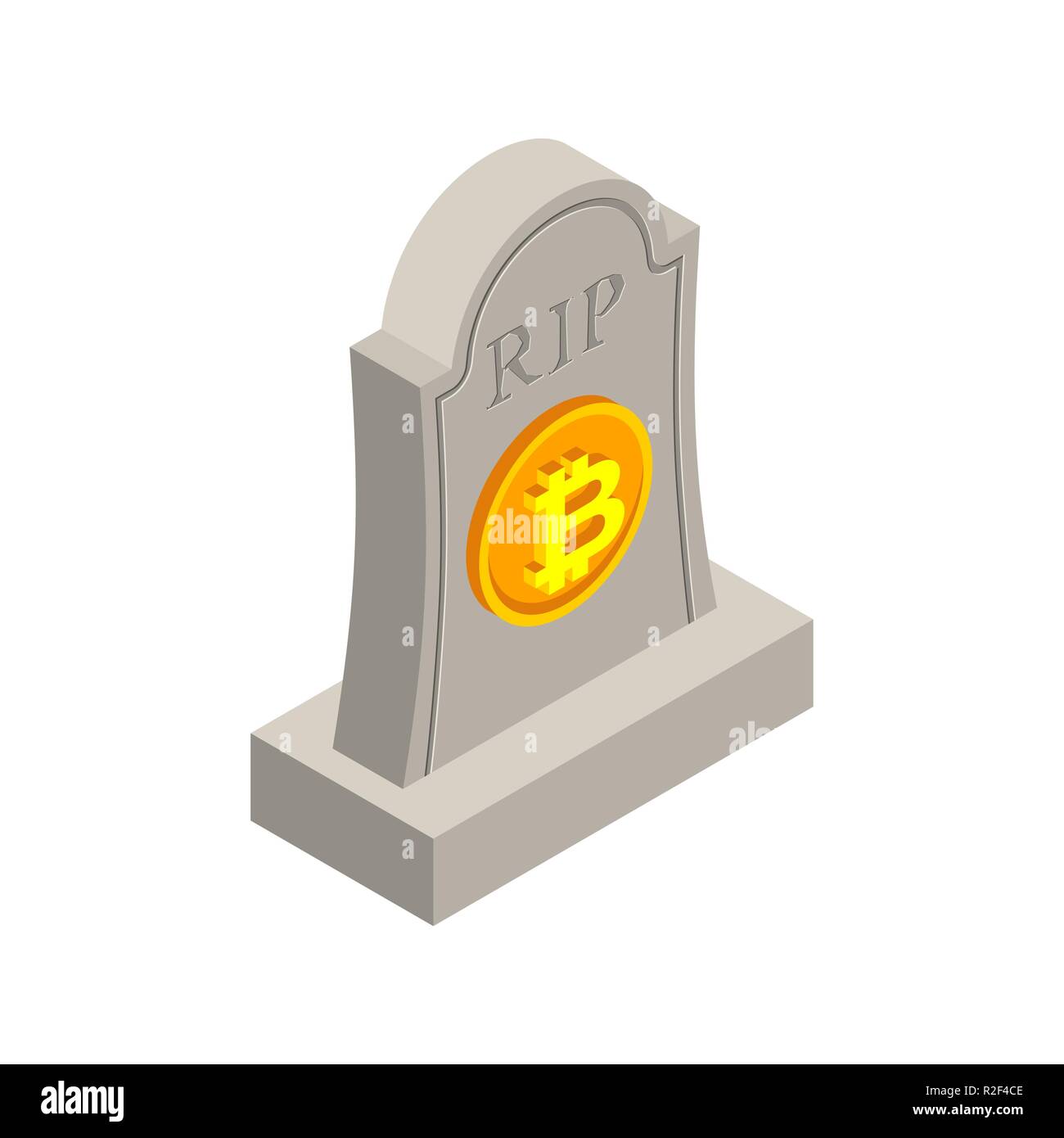 RIP bitcoin death. Tombstone for cryptocurrency. Gravestone electronic ...