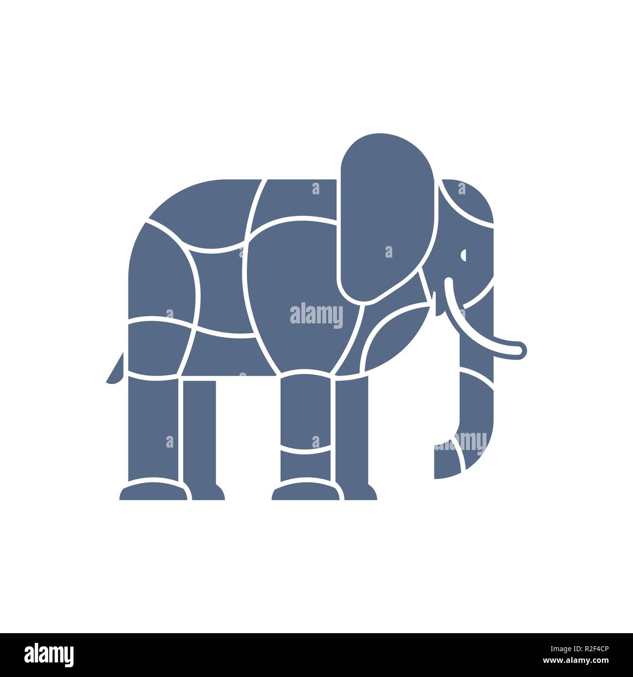Cut of meat Elephant. bishop silhouette scheme lines of different parts ...
