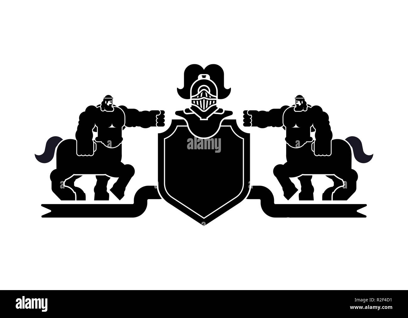 Heraldic Shield Centaur and Knight Helmet. Fantastic Beasts. Template ...