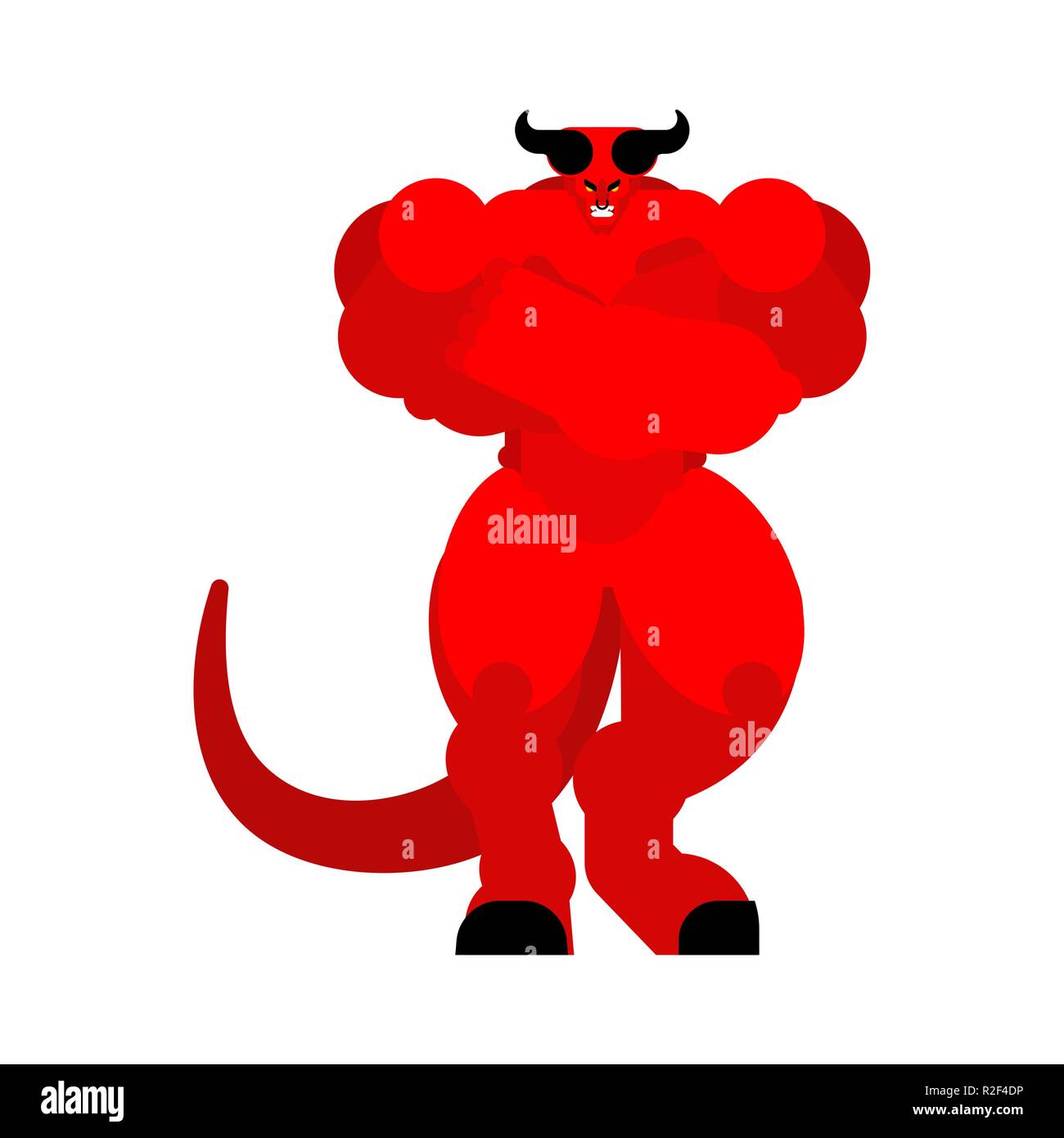 Devil strong. Red demon big. Horned Satan. Angry Asmodeus vector ...