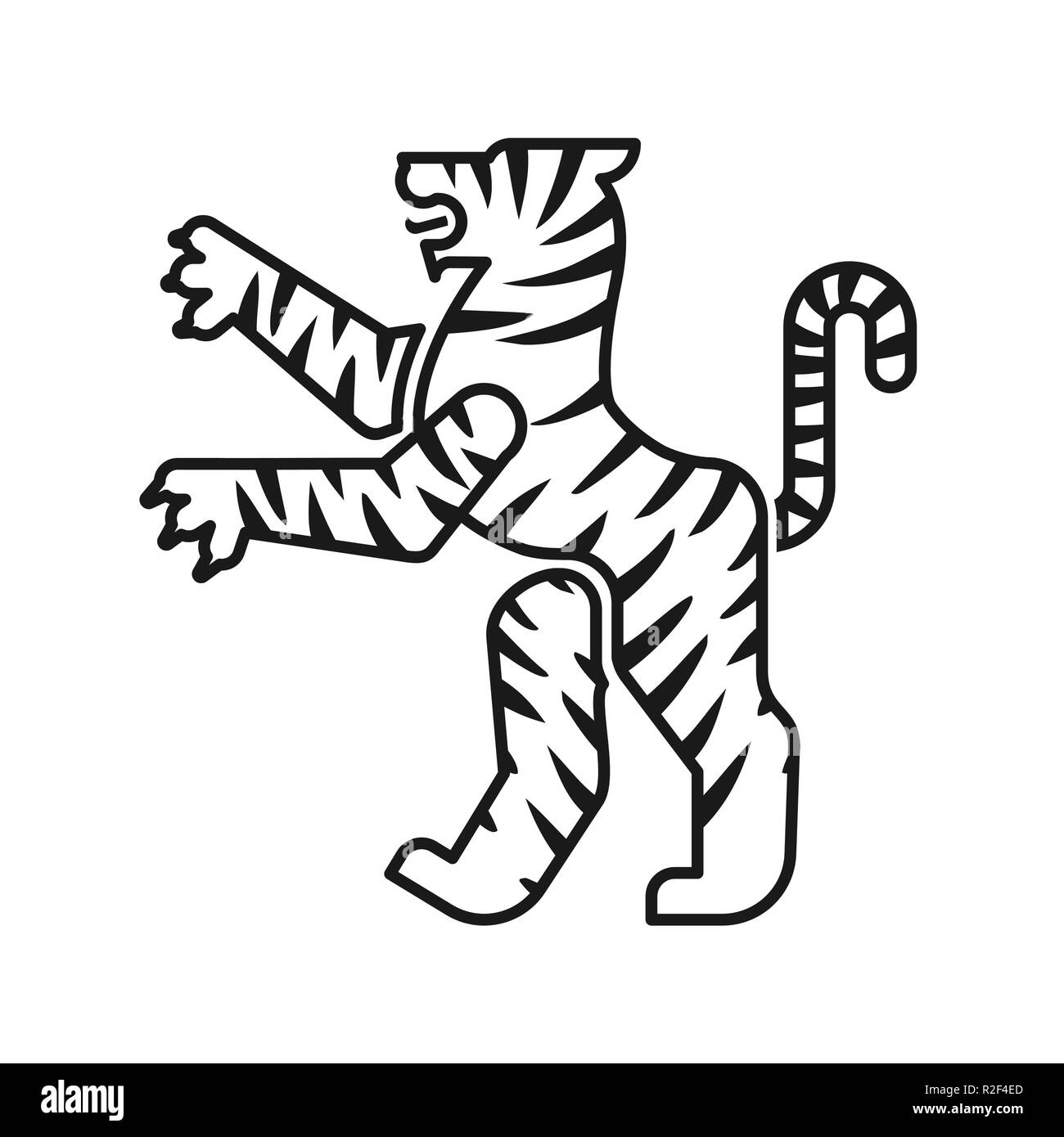 Tiger Heraldic animal silhouette. Fantastic Beast. Monster for coat of ...