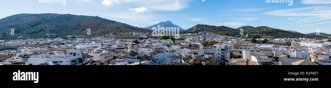 Panorama of the Andalusian city of Priego de Cordoba in Spain with a ...