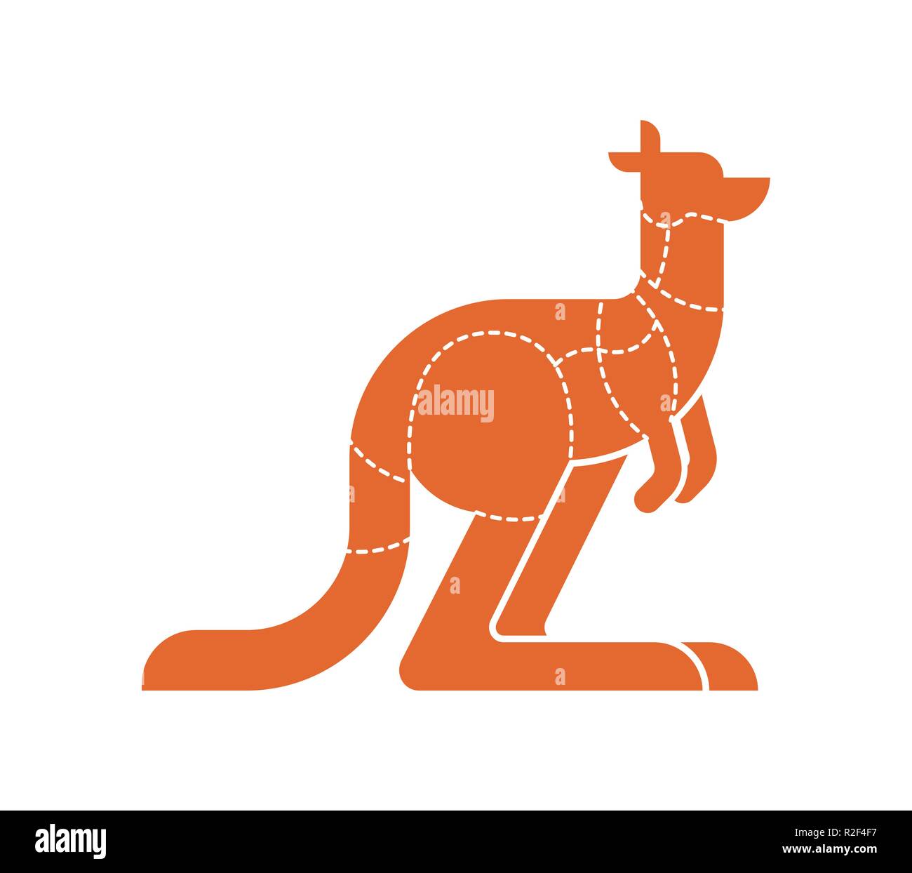 Cut of meat Kangaroo. Wallaby silhouette scheme lines of different ...