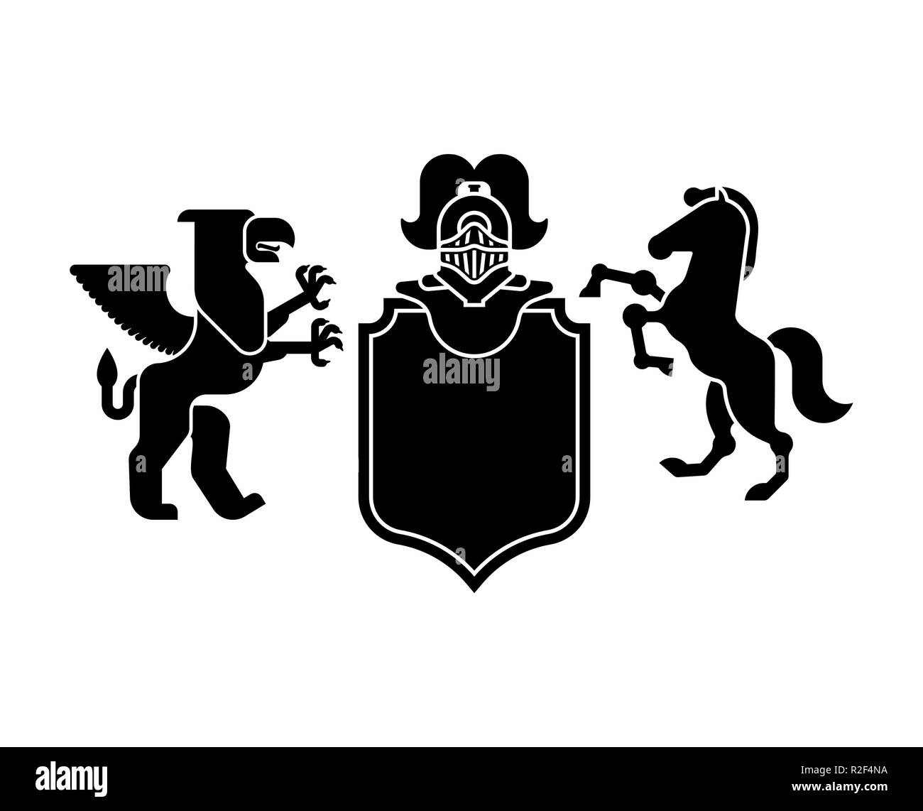 Heraldic Shield Griffin and horse and Knight Helmet. Fantastic Beasts ...