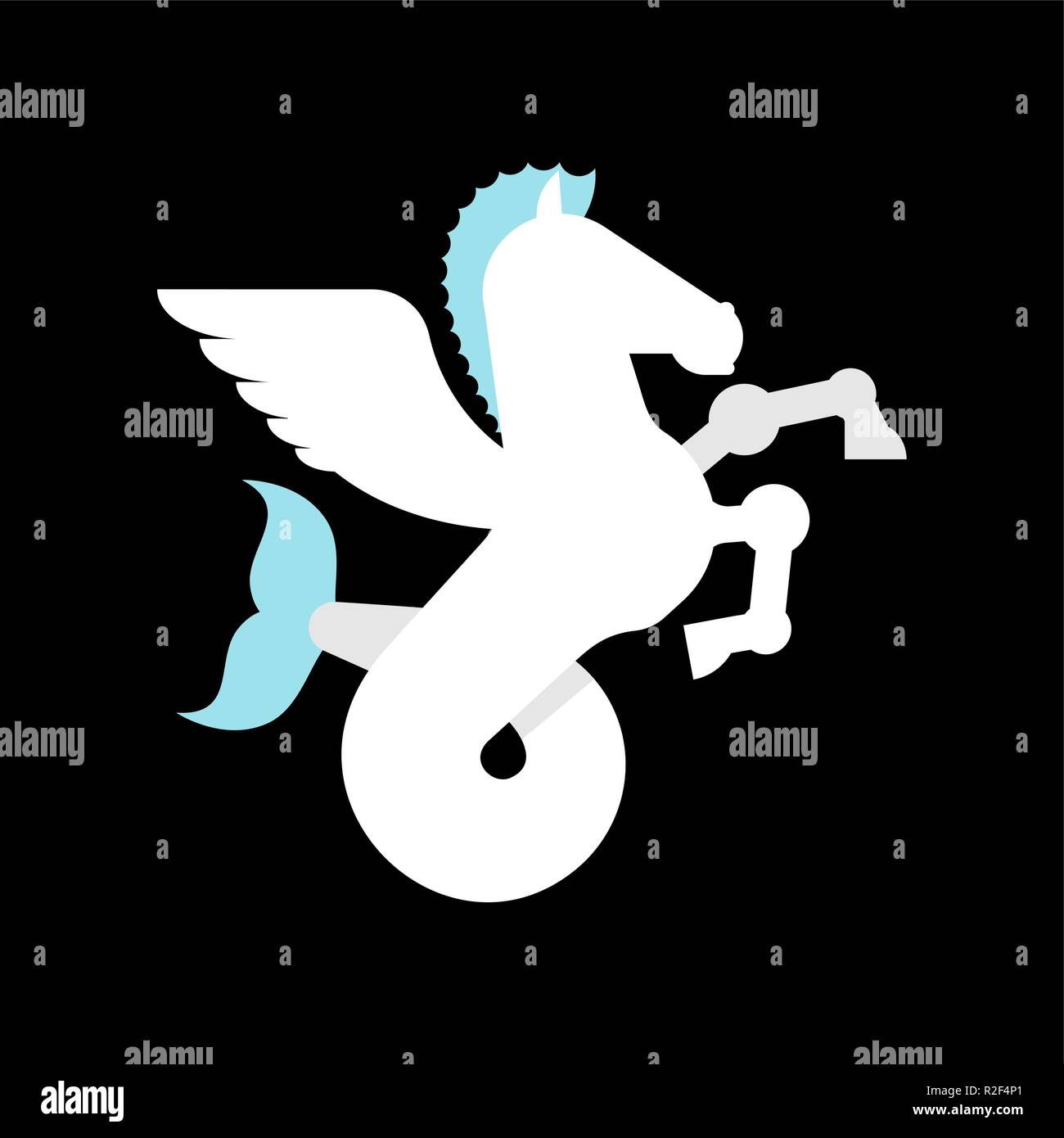 Sea Pegasus Heraldic animal. Winged horse with fishtail. Hippocampus ...
