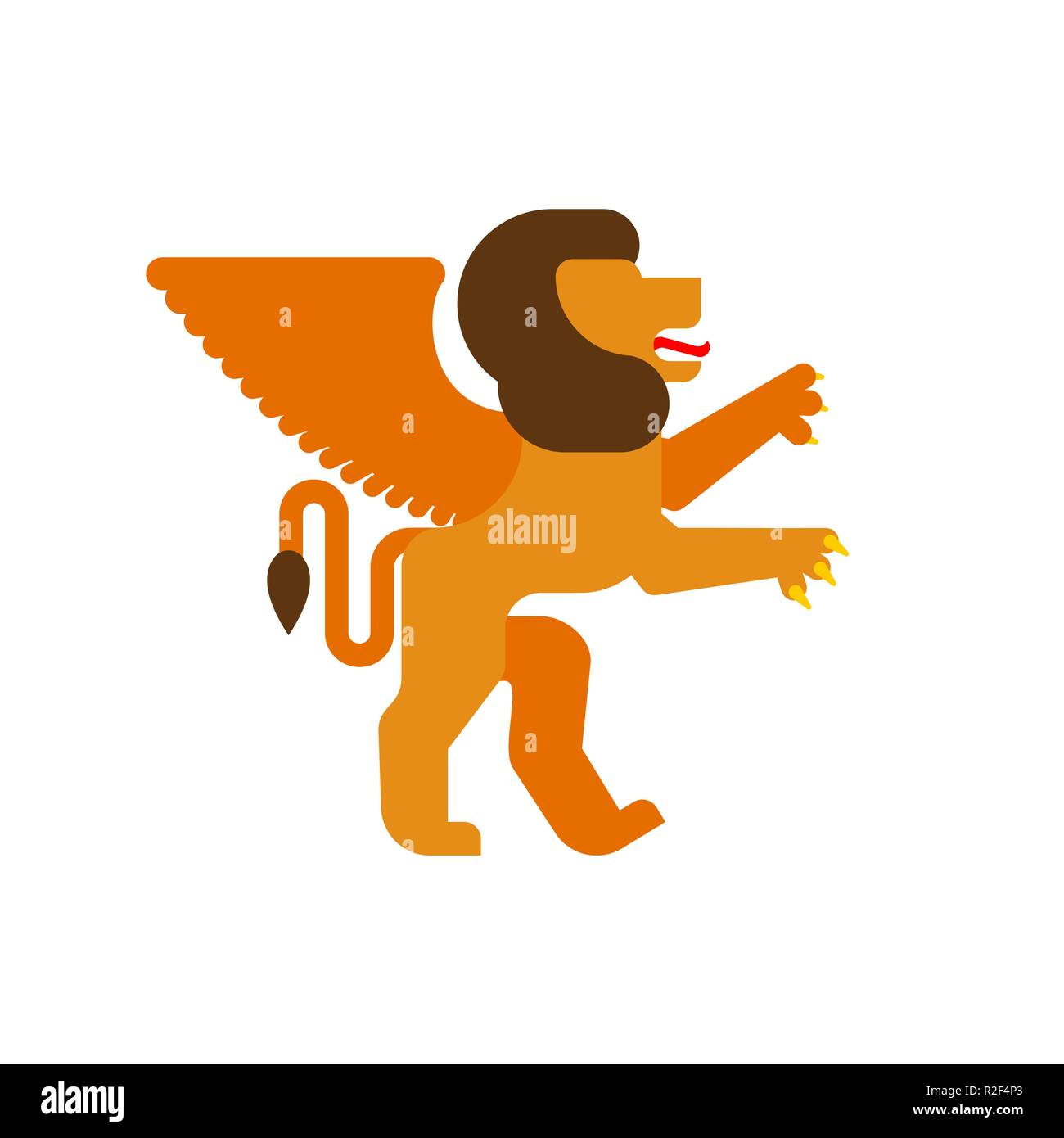 Winged lion Heraldic animal. Leo with wings. Fantastic Beast. Monster ...