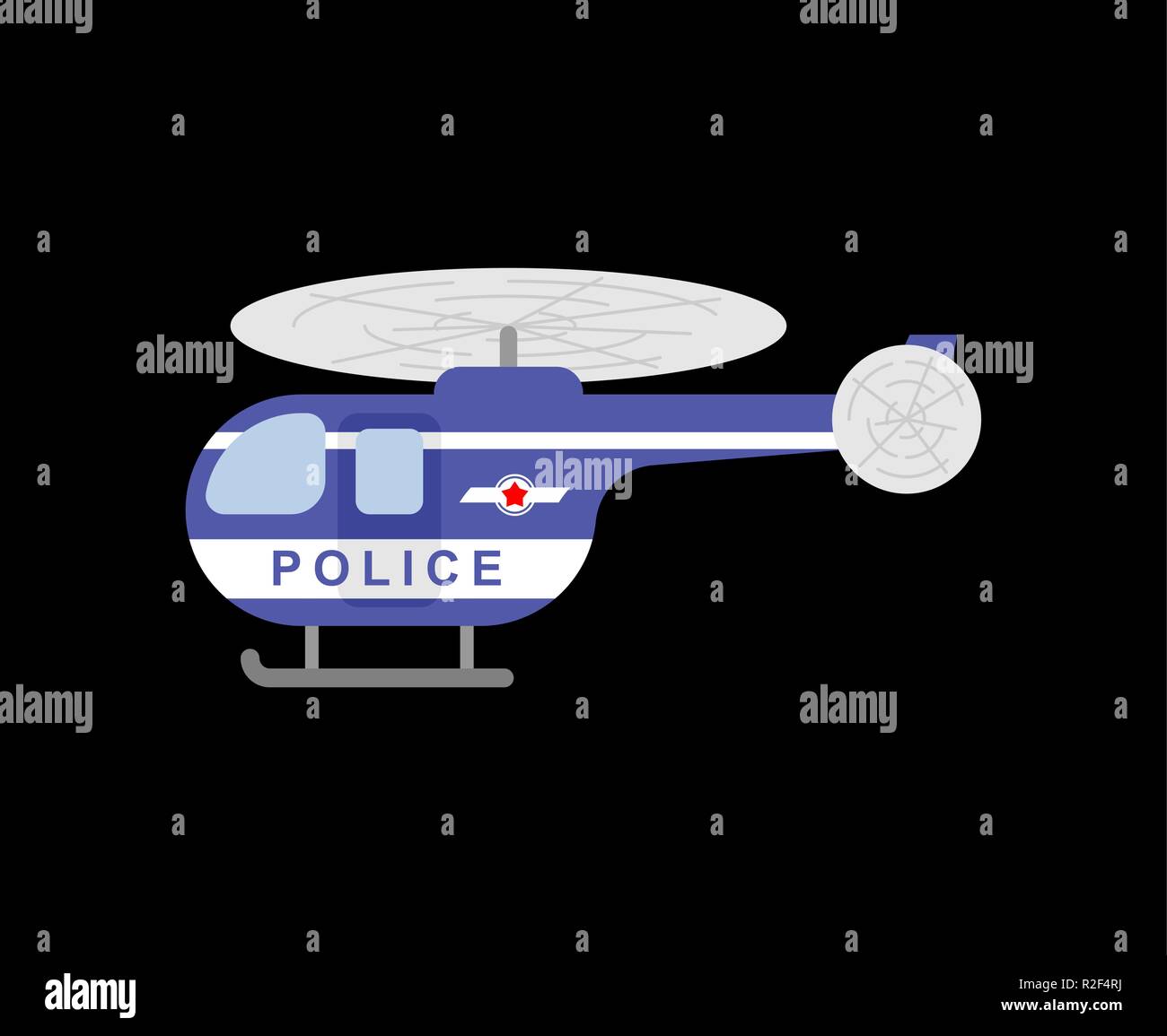Helicopter police isolated. Cop Chopper Flying transport with propeller ...