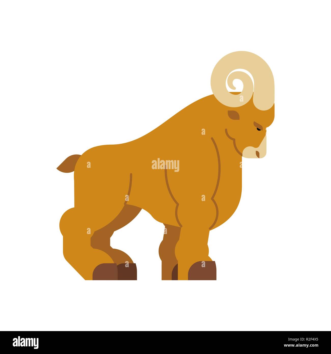 Ram isolated. Horned sheep. Farm animal vector illustration Stock ...