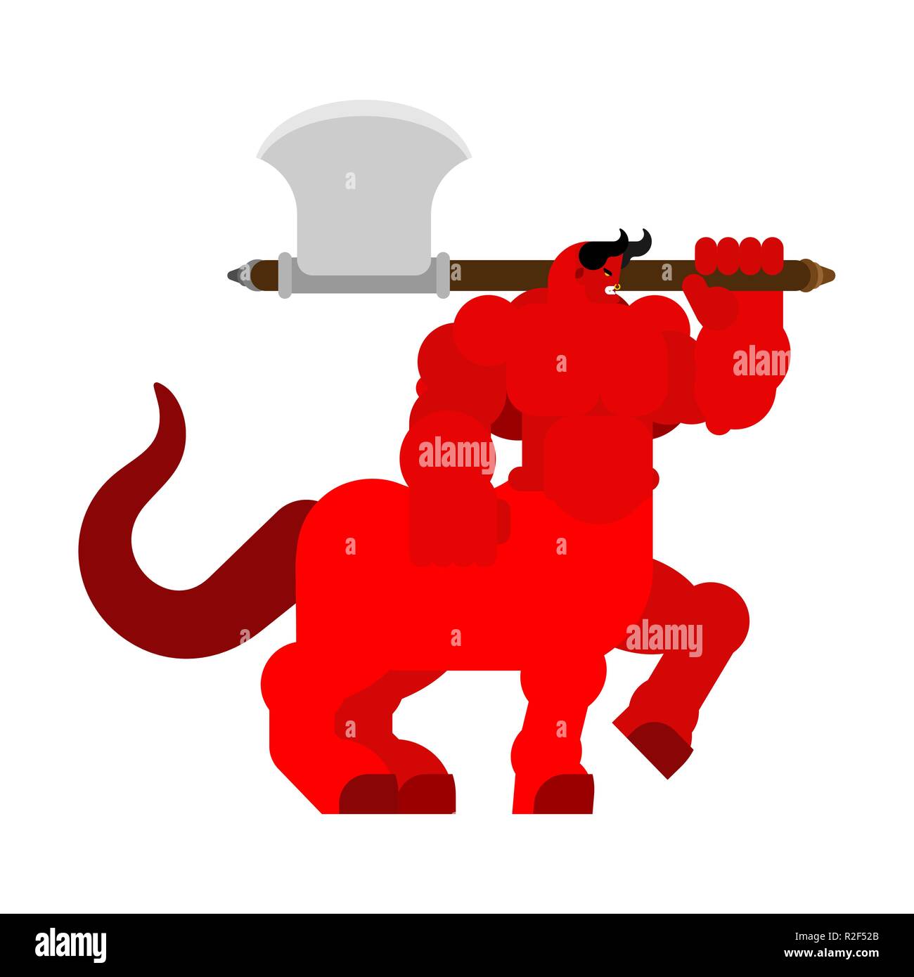 Devil centaur with ax. Strong Angry Asmodeus. Militant demon big ...