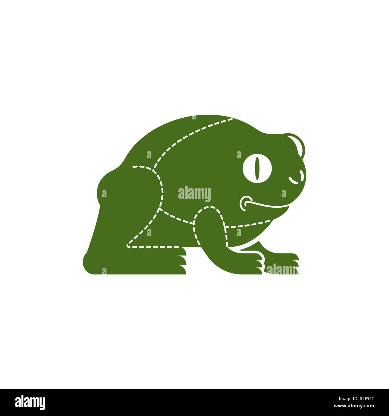 Cut of meat Frog. Anuran silhouette scheme lines of different parts ...