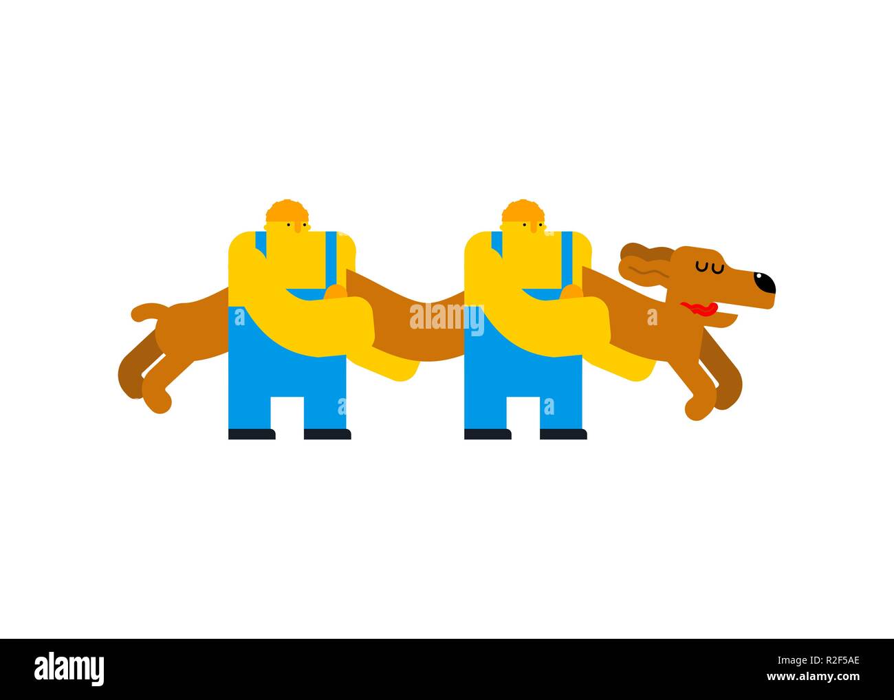 Workers carry dachshund long dog. Cartoon style Stock Vector Image ...