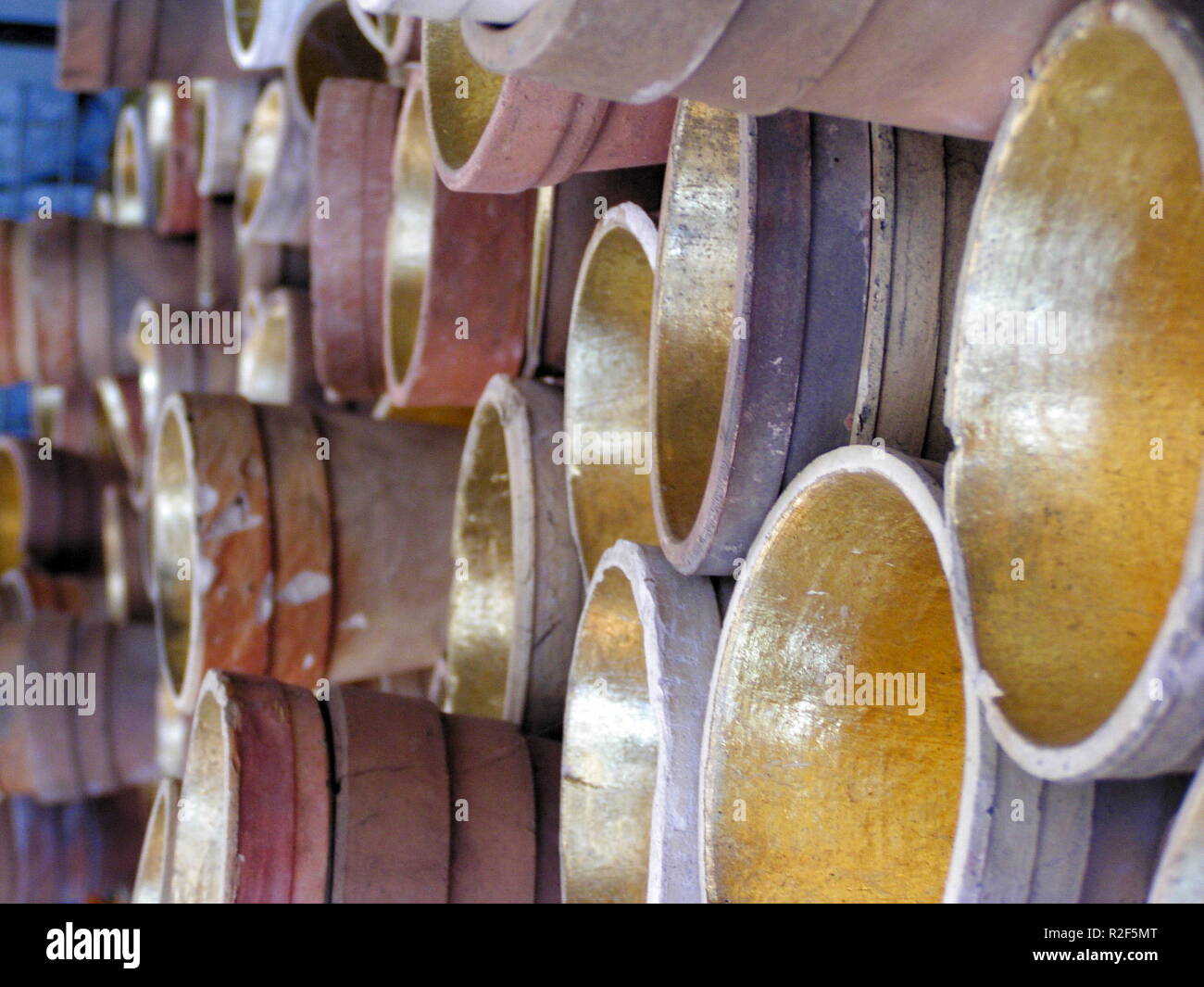 golden clay pots Stock Photo - Alamy