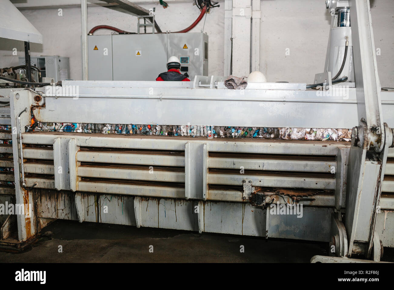 Special equipment for pressing paper waste at a waste sorting plant for ...