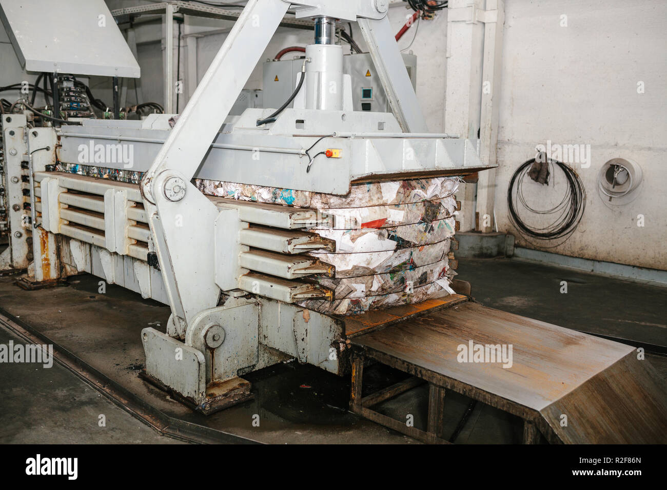 Special equipment for pressing paper waste at a waste sorting plant for ...