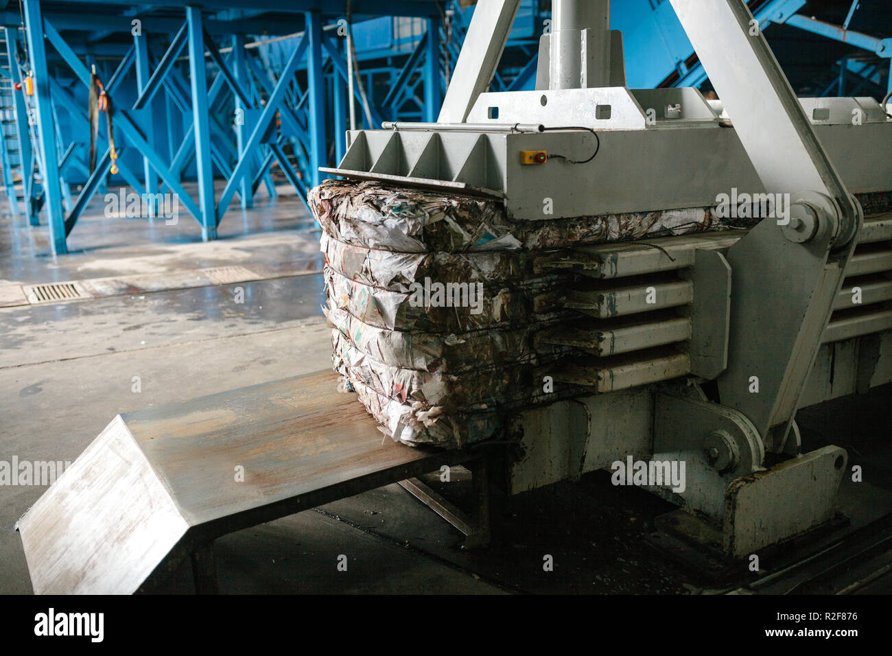 Special equipment for pressing paper waste at a waste sorting plant for ...