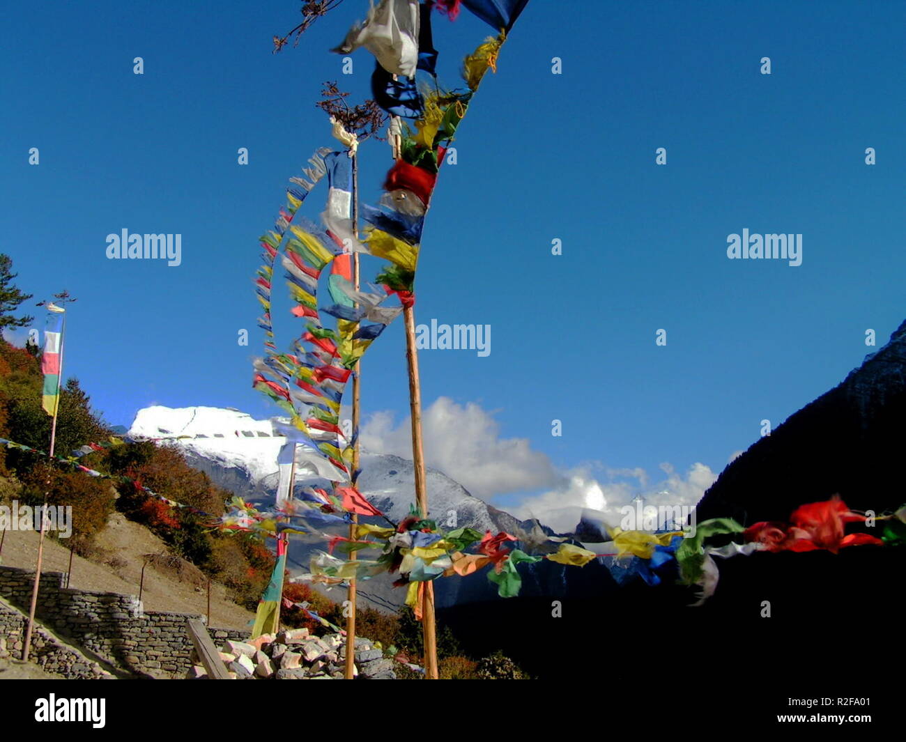 prayer flags in the wind,nepal Stock Photo - Alamy