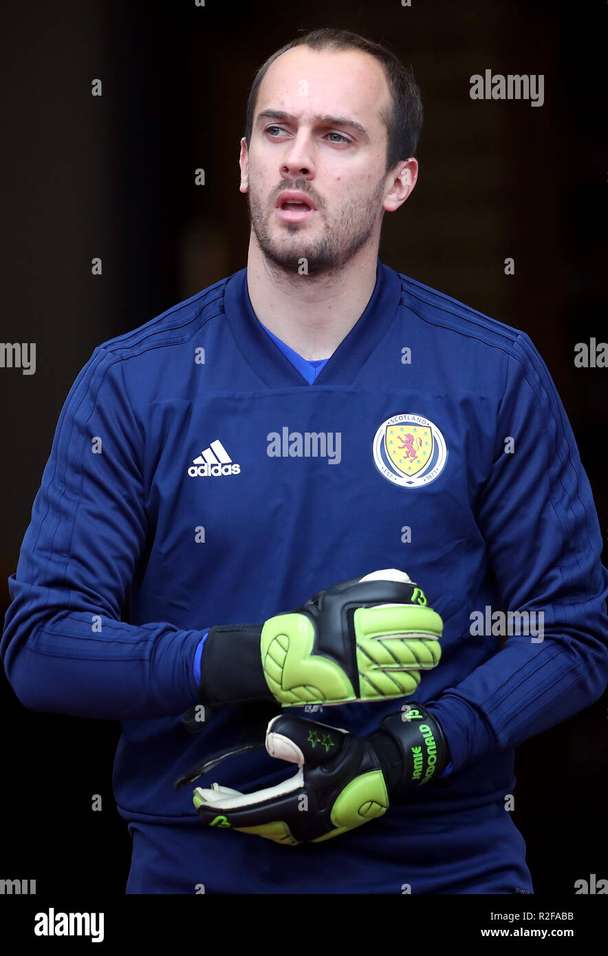 Scotland goalkeeper Jamie MacDonald during the training session at ...