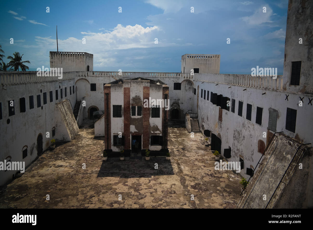Aerial view to Elmina castle and fortress with church - 09 november ...