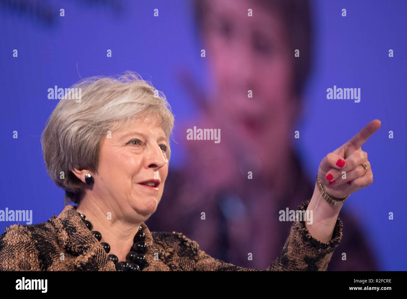 Prime Minister Theresa May speaking at the CBI annual conference at ...