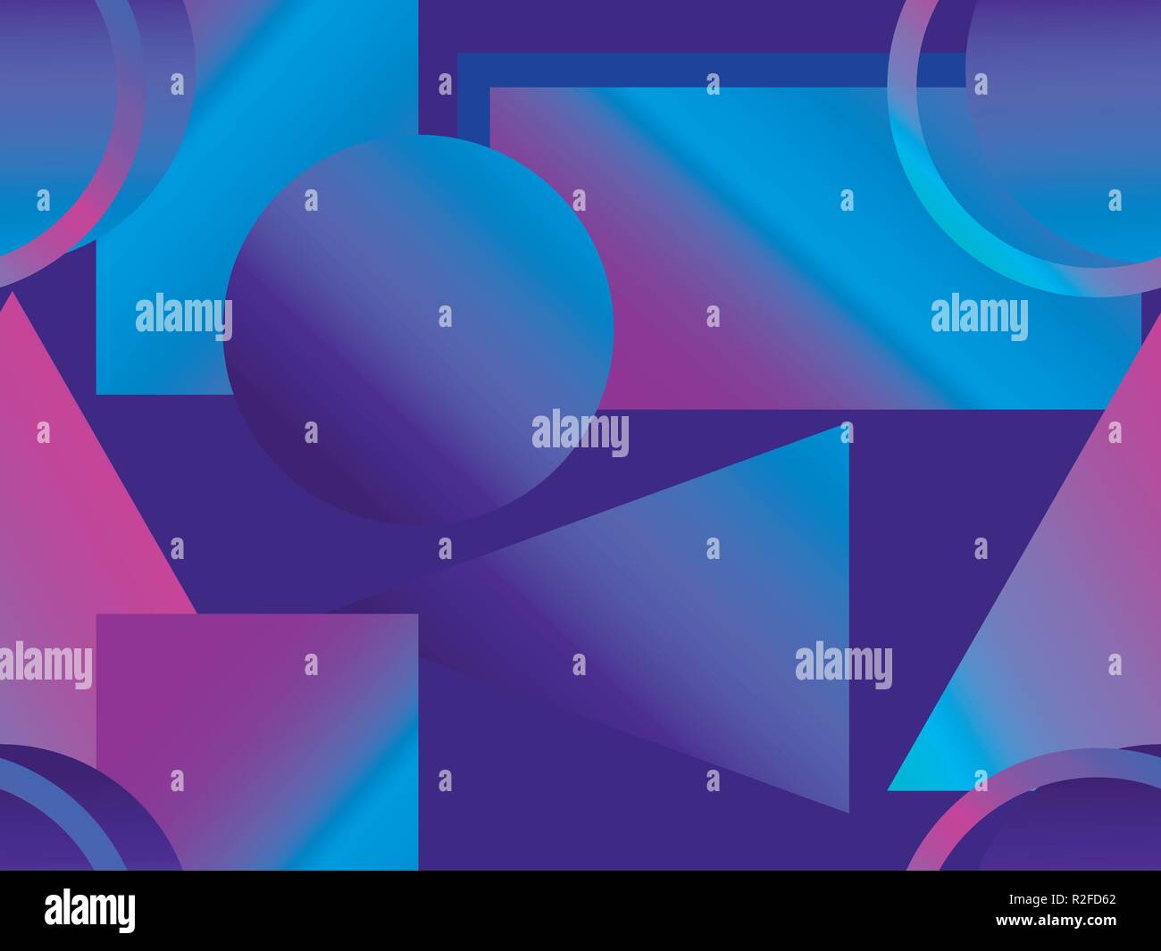 Memphis seamless pattern. Asymmetrical geometric objects gradient in ...