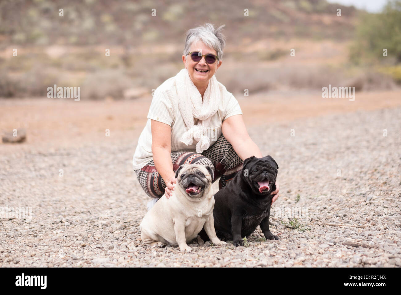 Elderly woman and pug hi-res stock photography and images - Alamy