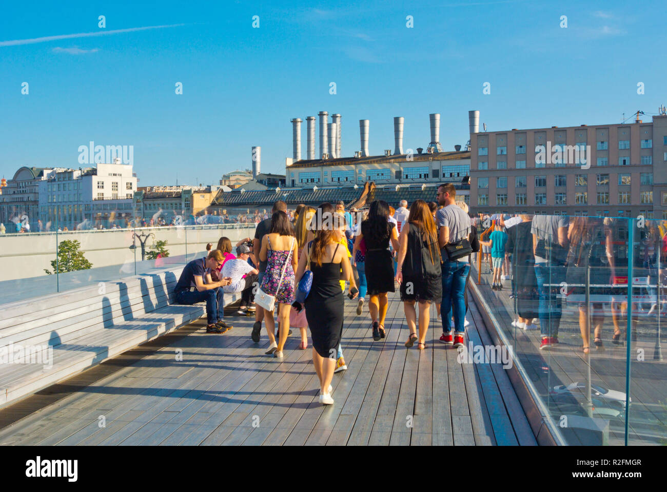 River Overlook, Floating Bridge over Moskva Rier, Zaryadye Park, Moscow ...