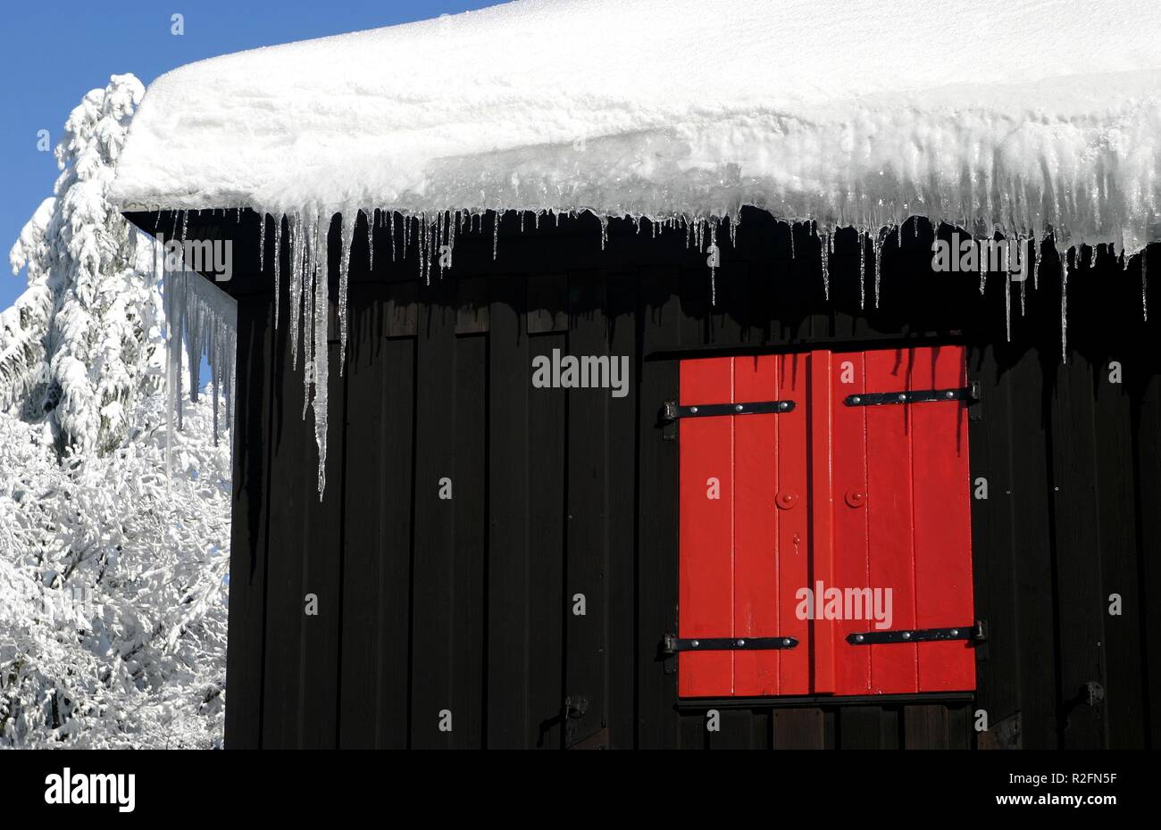 icicles on the window Stock Photo - Alamy