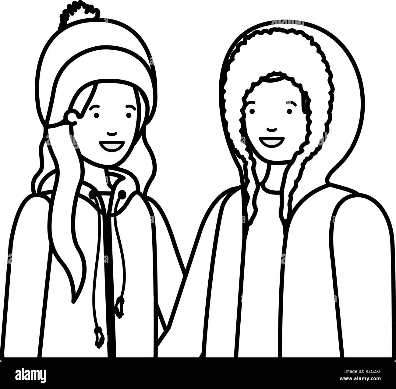 couple with winter clothes avatar character Stock Vector Image & Art ...