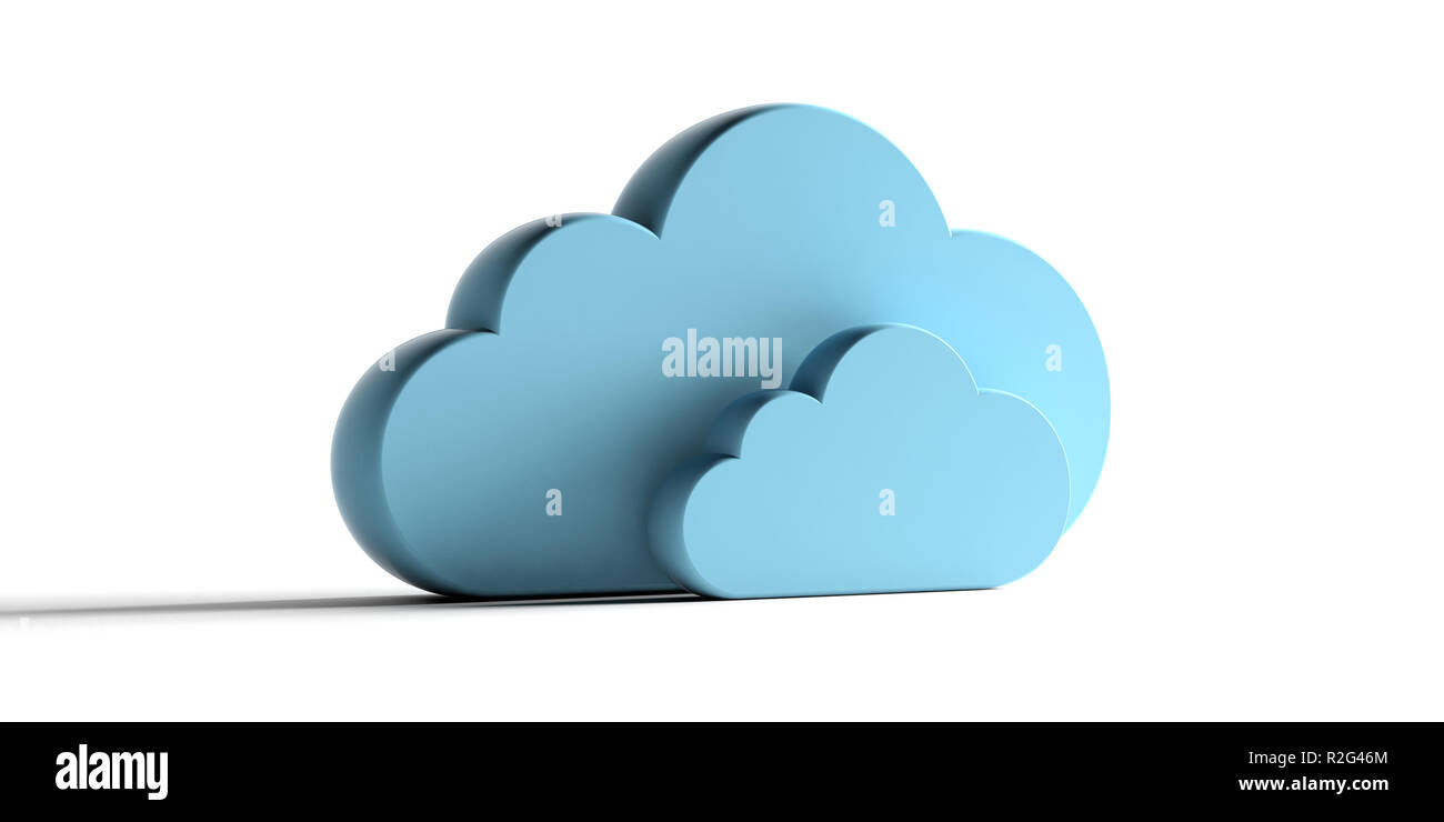 Cloud computing service. Blue clouds isolated on white background. 3d ...