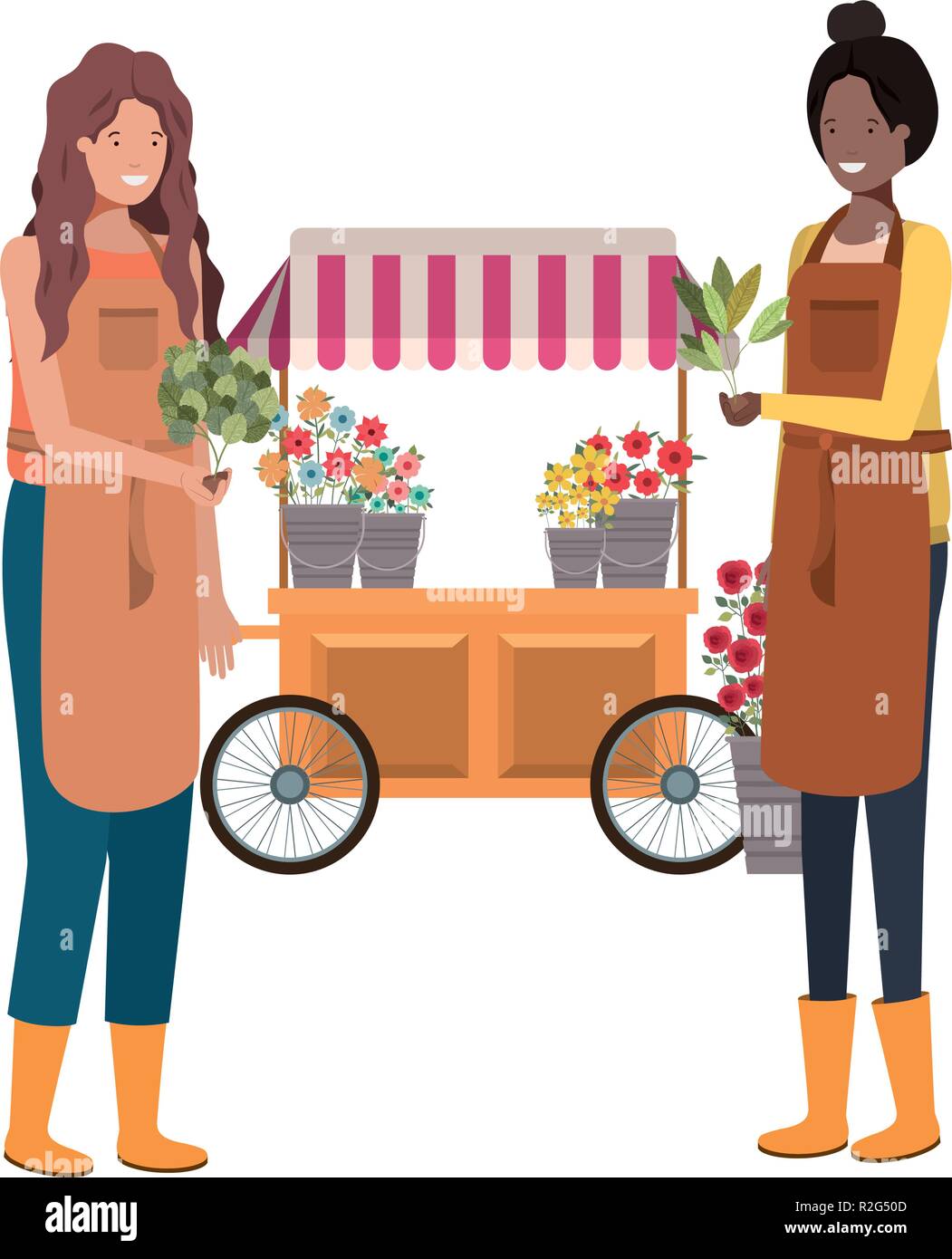 women in store kiosk with vegetables avatar character Stock Vector ...