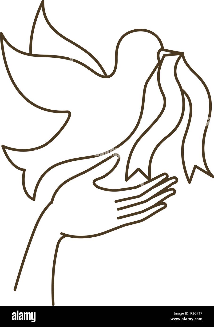 dove of peace with open hands avatar character Stock Vector Image & Art ...