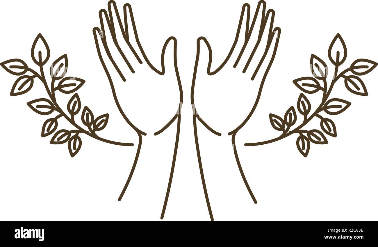 open hands receiving with branches avatar character Stock Vector Image ...