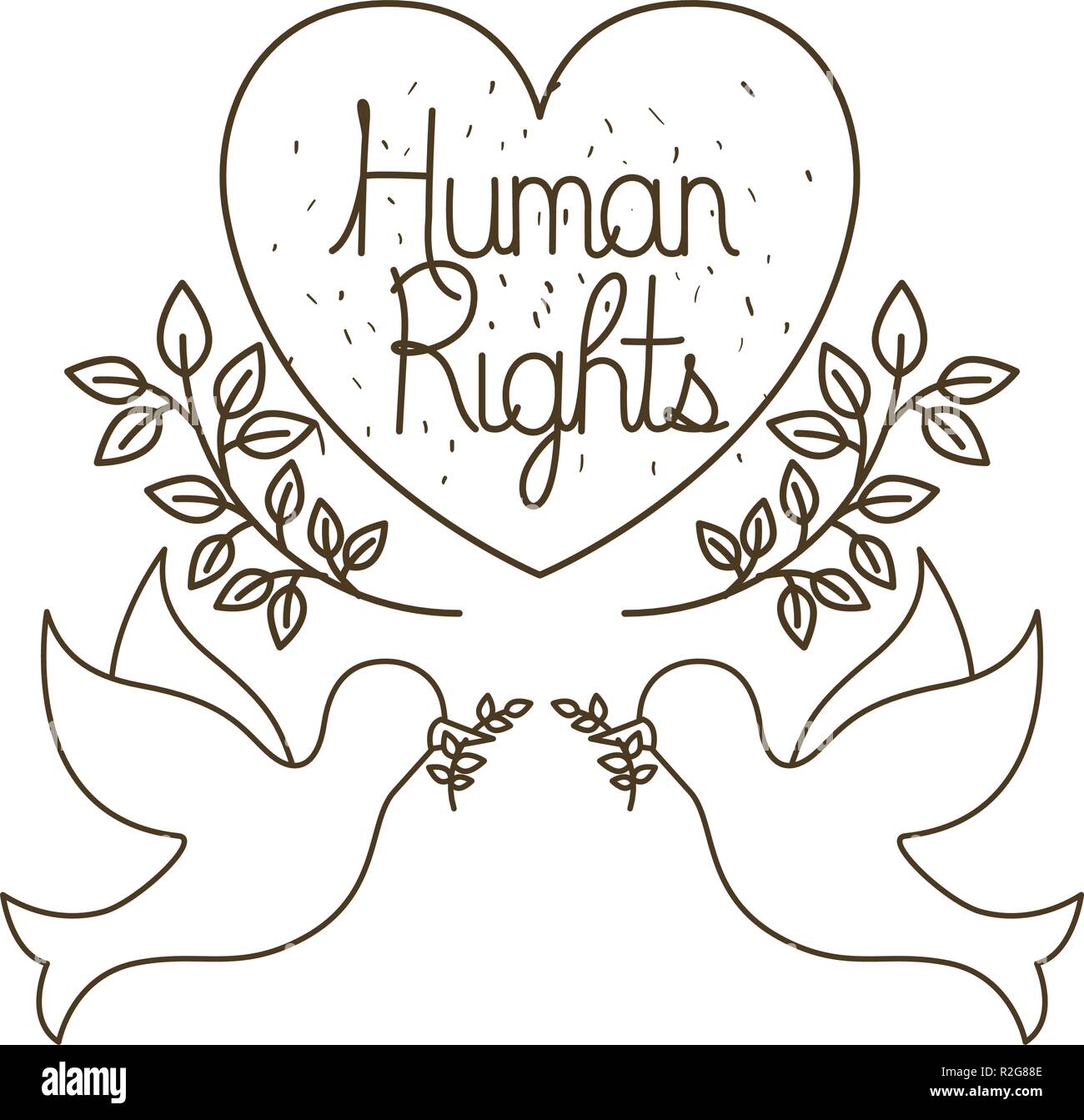 pigeons with hearts and human rights isolated icon Stock Vector Image ...