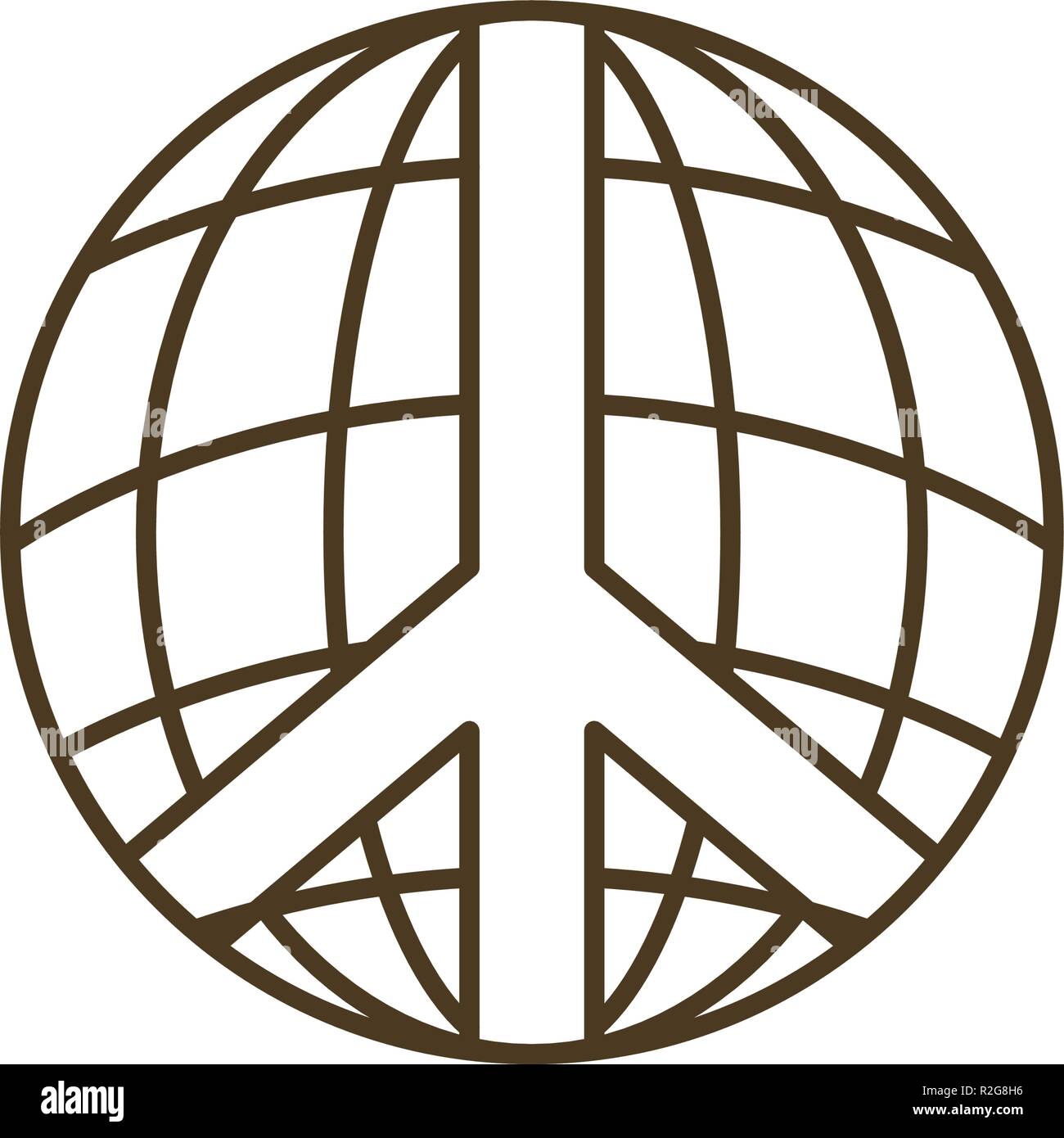 Earth globe with peace and love symbol isolated icon Stock Vector Image ...