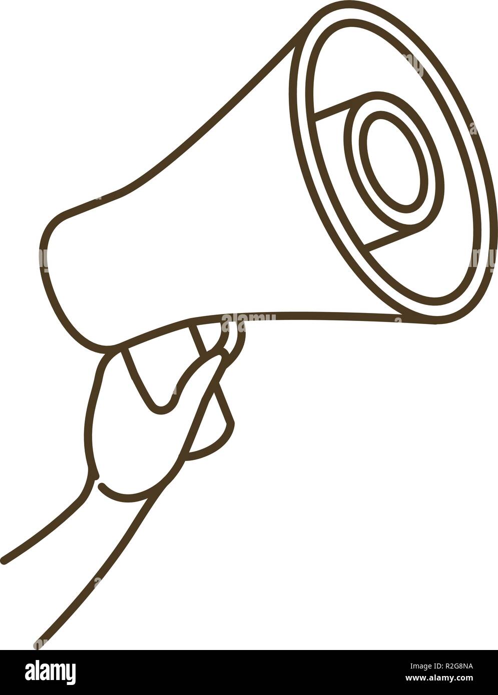 Megaphone symbol in hand Cut Out Stock Images & Pictures - Alamy