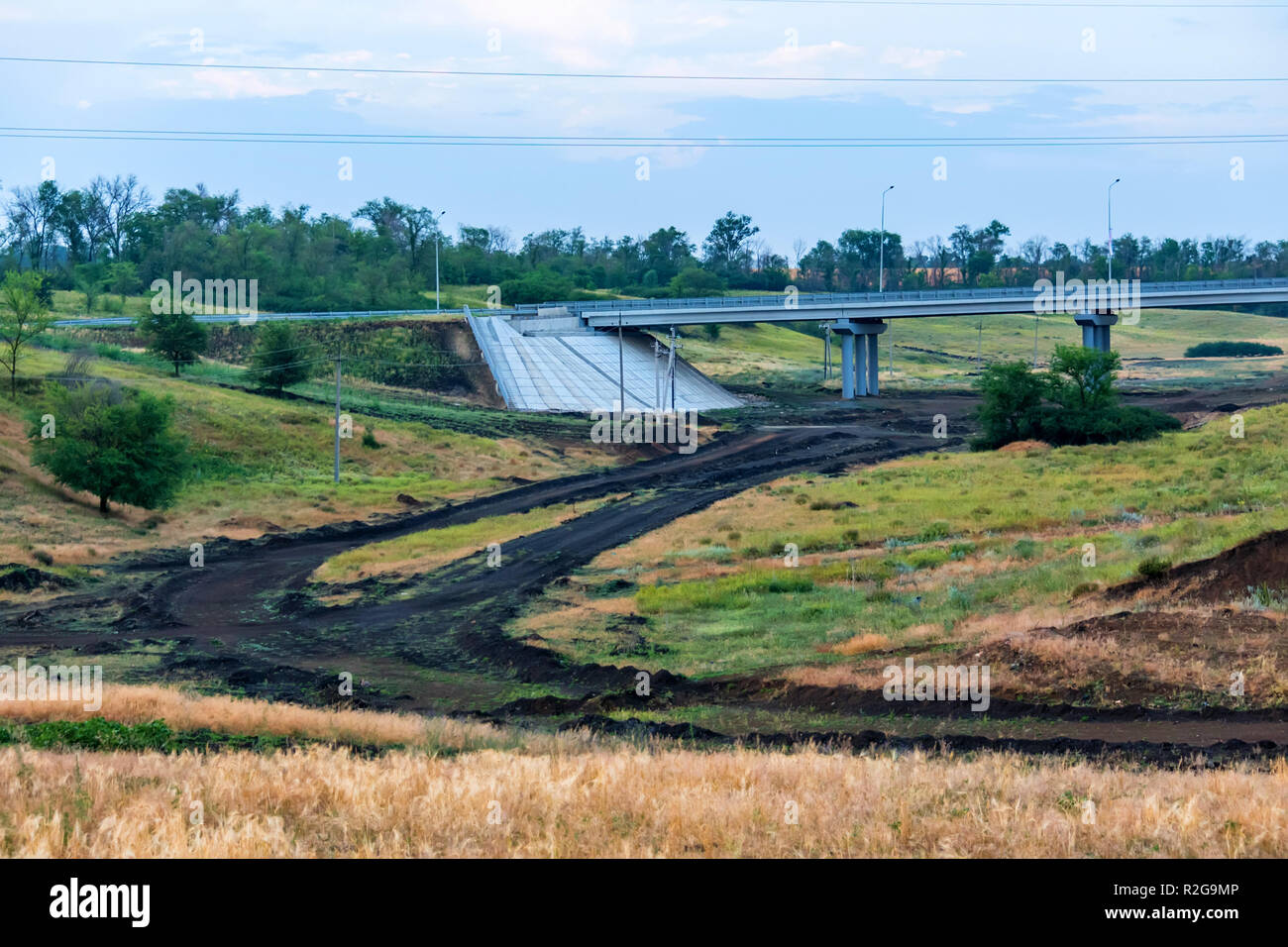 Modern road bridge in countryside in autumn Stock Photo - Alamy